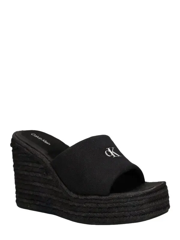 Calvin Klein Logo Plaque Wedge Espadrilles - Black