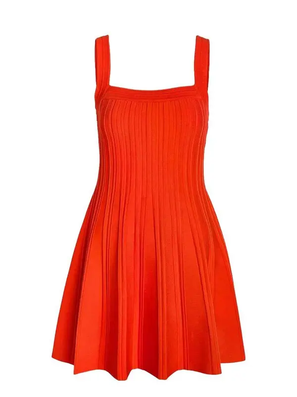 Simkhai Indie Ribbed-knit Fla Mini Dress - Red