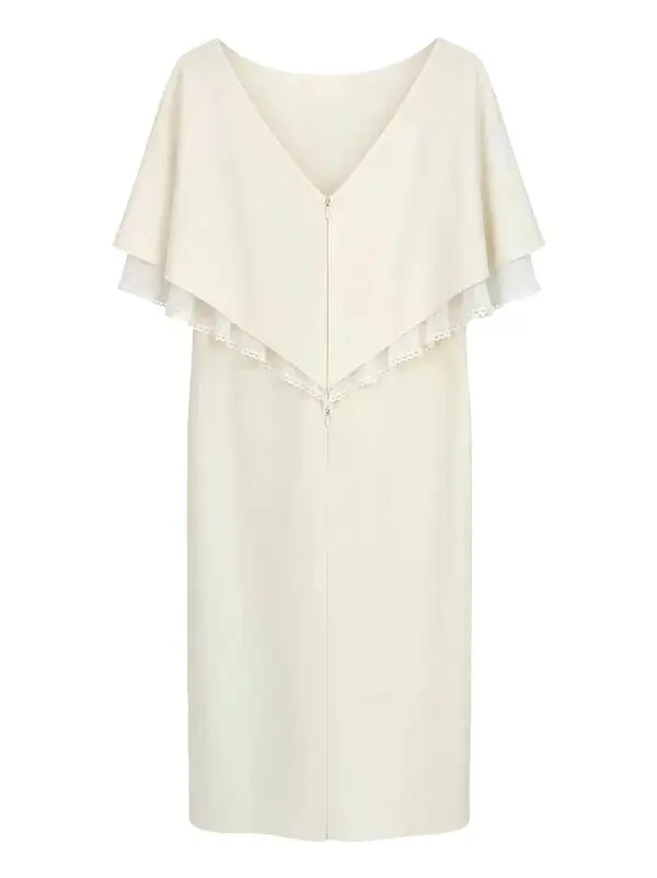 Alberta Ferretti Ivory Cape Overlay Midi Dress - Neutrals