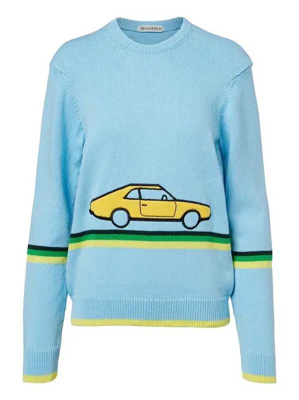 JW Anderson Embroidered Cotton Sweater - Blue