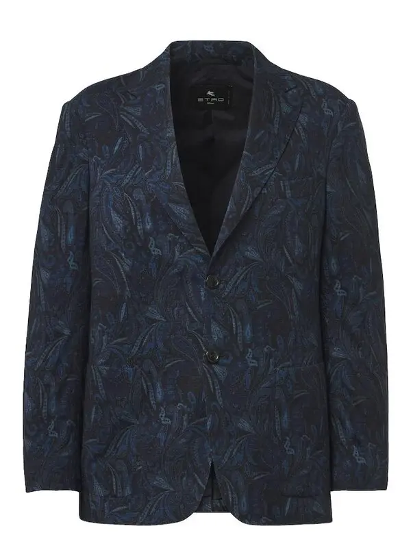 Etro Paisley Wool-blend Jacquard Blazer - Blue