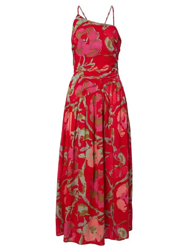 Velvet By Graham & Spencer Cosima Floral Cotton Midi Dress - Red