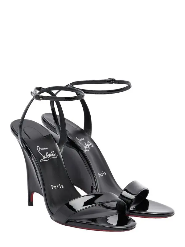 CHRISTIAN LOUBOUTIN Miss Z Patent Leather Wedge Sandals - Black