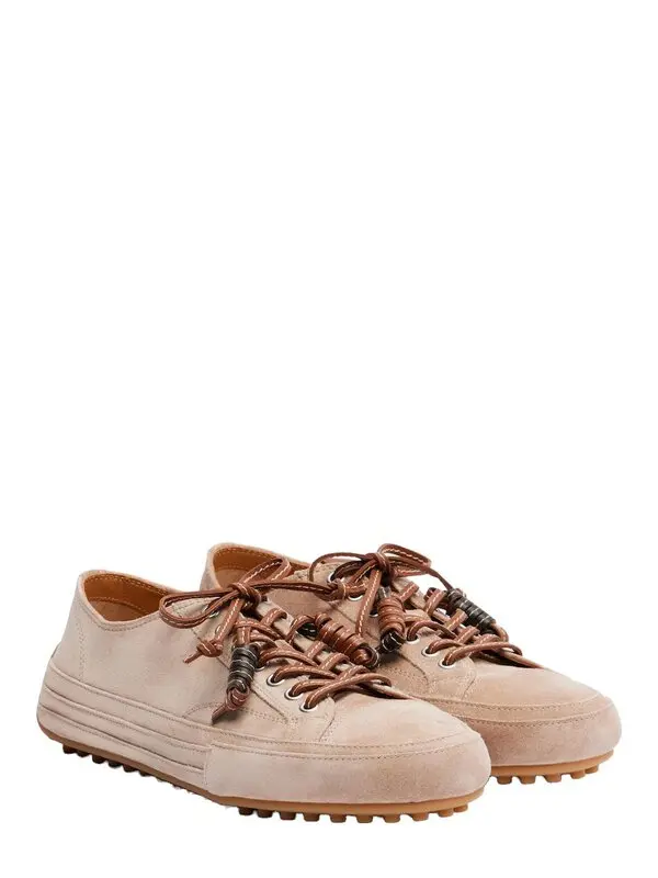 TOD'S Suede Lace-up Sneakers - Beige