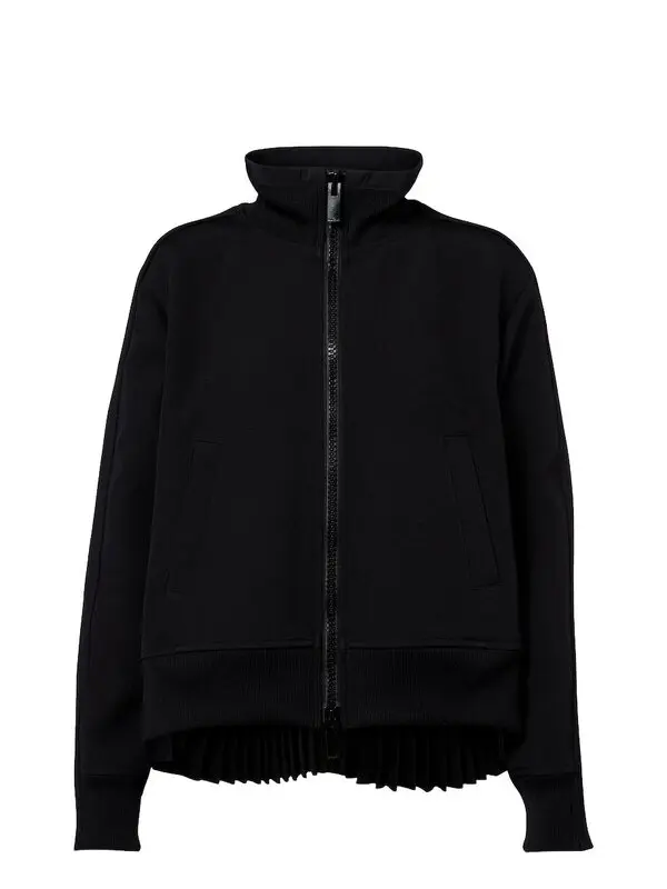 Sacai Paneled Twill Zip-up Sweatshirt - Black