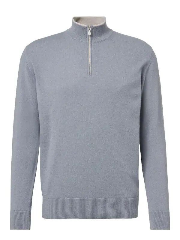 Eleventy Cashmere Half-zip Sweater - Blue