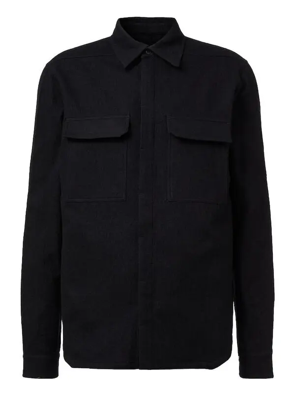 Rick Owens Work Cotton And Wool Flannel Shirt - Black