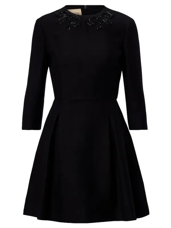 Valentino Garavani Crepe Couture Embellished Mini Dress - Black