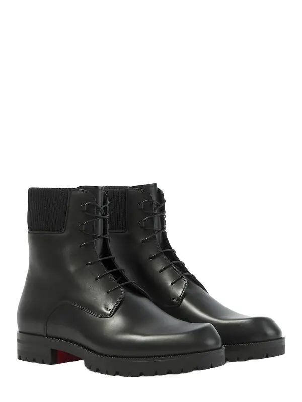 CHRISTIAN LOUBOUTIN Trapman Tct 2 Leather Lace-up Boots - Black