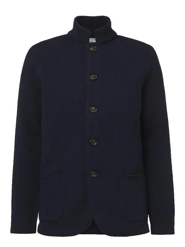 Eleventy Wool And Cashmere-blend Cardigan - Blue