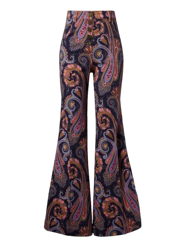 Etro Paisley Cotton-blend Flared Pants - Multicoloured