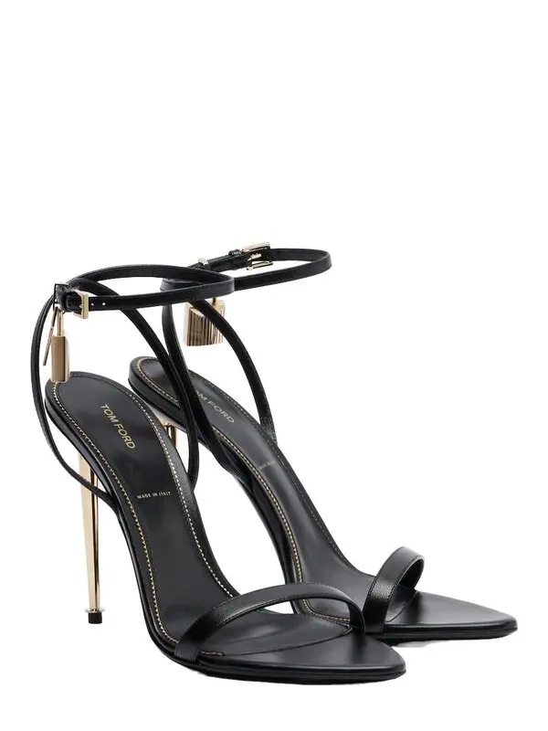 TOM FORD Padlock Leather Sandals - Black
