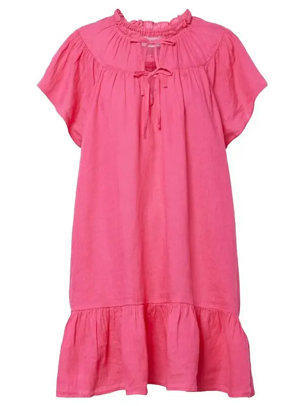 Velvet By Graham & Spencer Livvy Tiered Linen Mini Dress - Pink