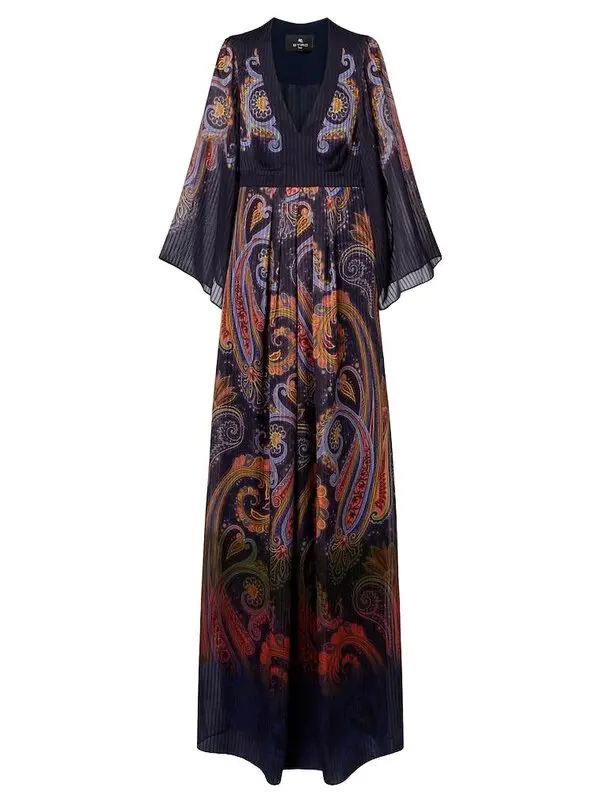 Etro Paisley Print V-neck Maxi Dress - Multicoloured