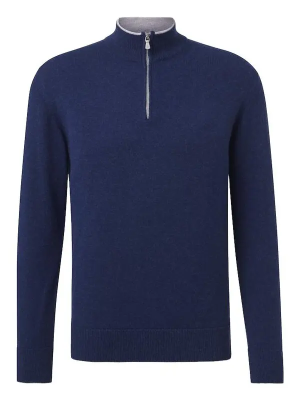 Eleventy Cashmere Quarter Zip Sweater - Blue
