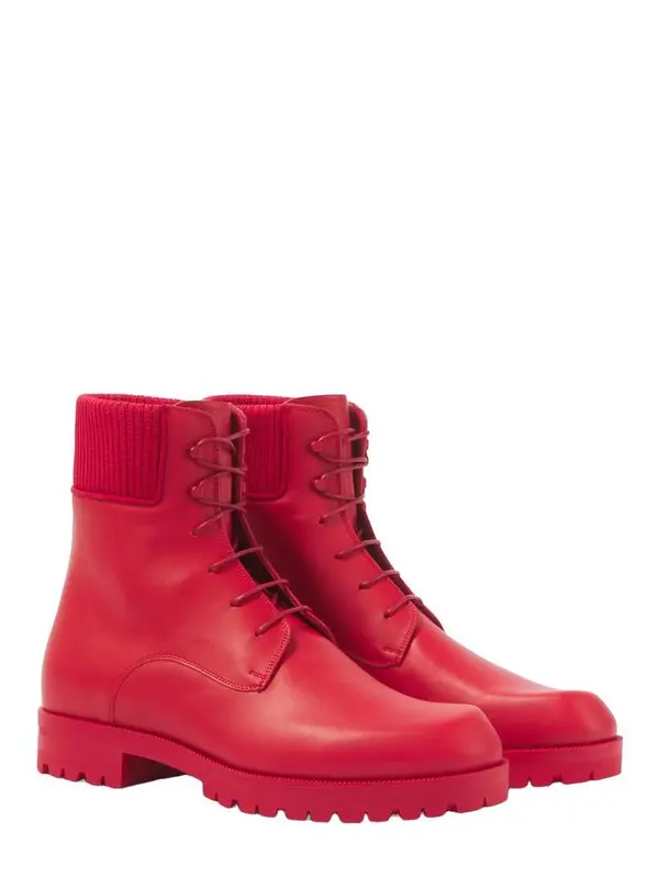 CHRISTIAN LOUBOUTIN Trapman Tct 2 Leather Lace-up Boots - Red