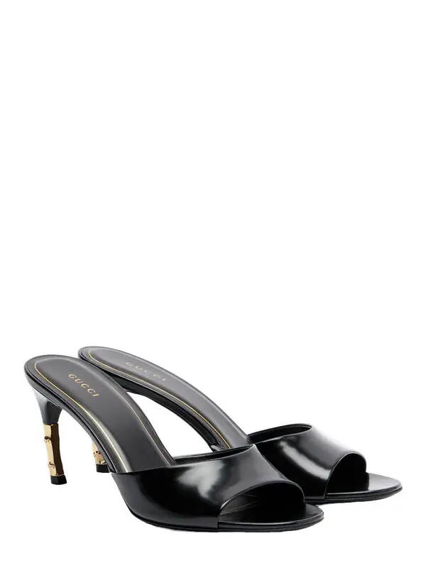 Gucci Bamboo Leather Mules - Black