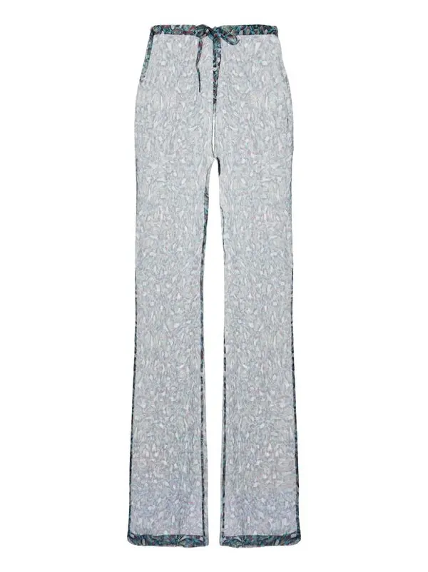 Dries Van Noten Printed Sheer Silk Wide-leg Pants - Multicoloured