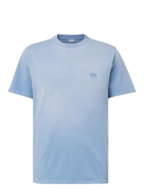 Loewe Anagram Embroidered Cotton T-shirt - Blue