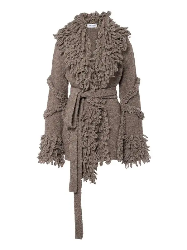 Attico Fringed Wool And Cashmere-blend Cardigan - Grey