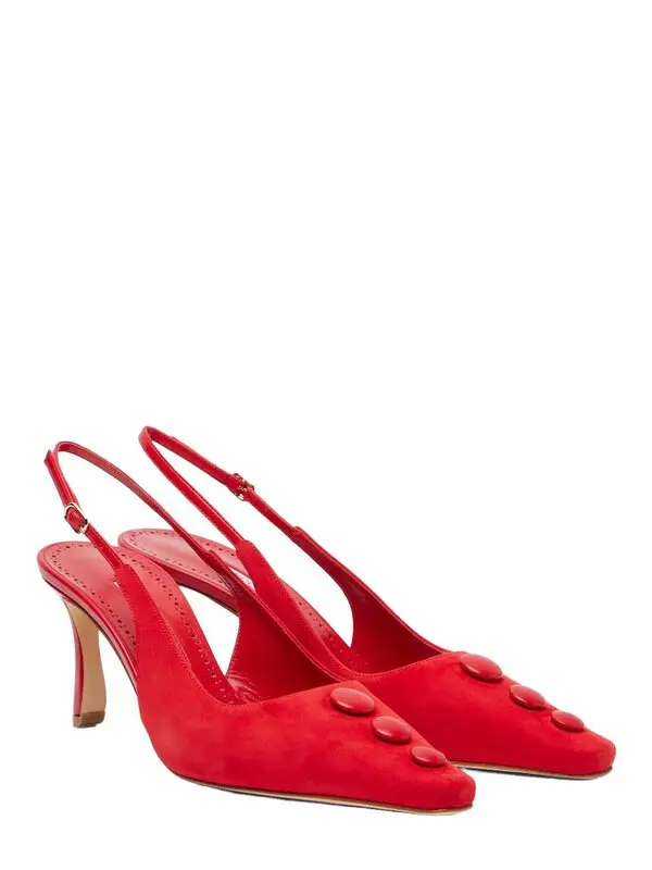 Manolo Blahnik Alexa Suede Slingback Pumps - Red