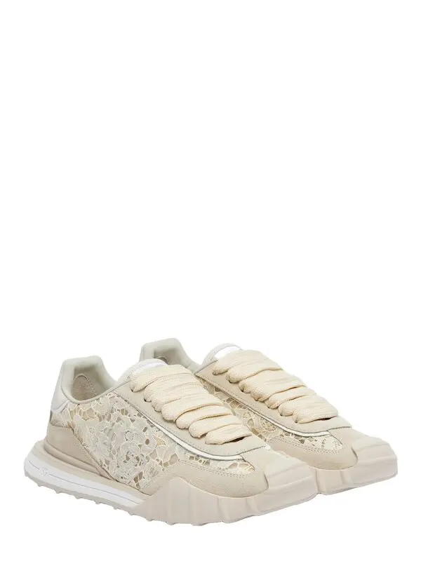 Dolce & Gabbana Lace-trimmed Suede Runner Sneakers - Beige