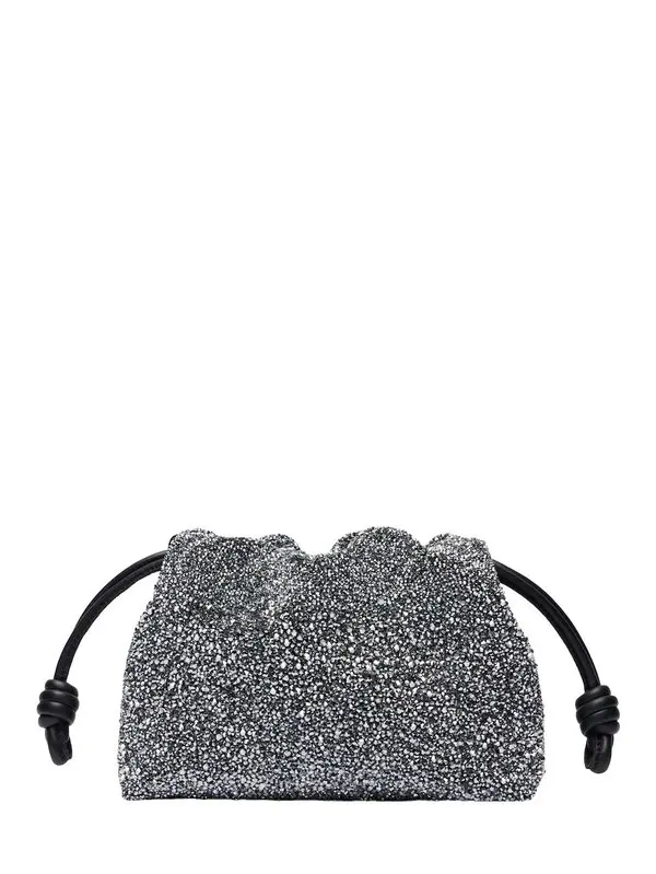 Loewe Flamenco Mini Beaded Clutch - Silver