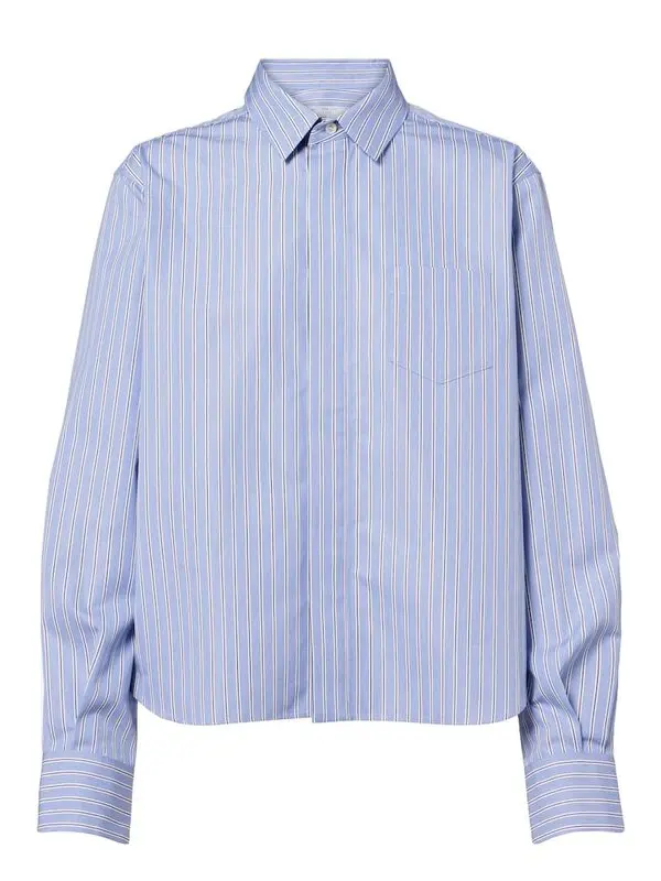Sacai Striped Cotton-blend Poplin Shirt - Blue