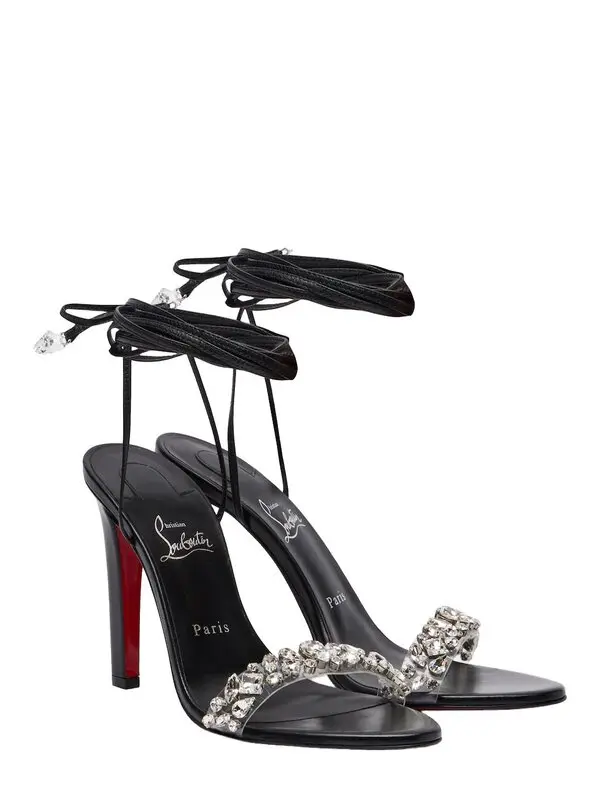 CHRISTIAN LOUBOUTIN Embellished Lace-up Sandals - Black