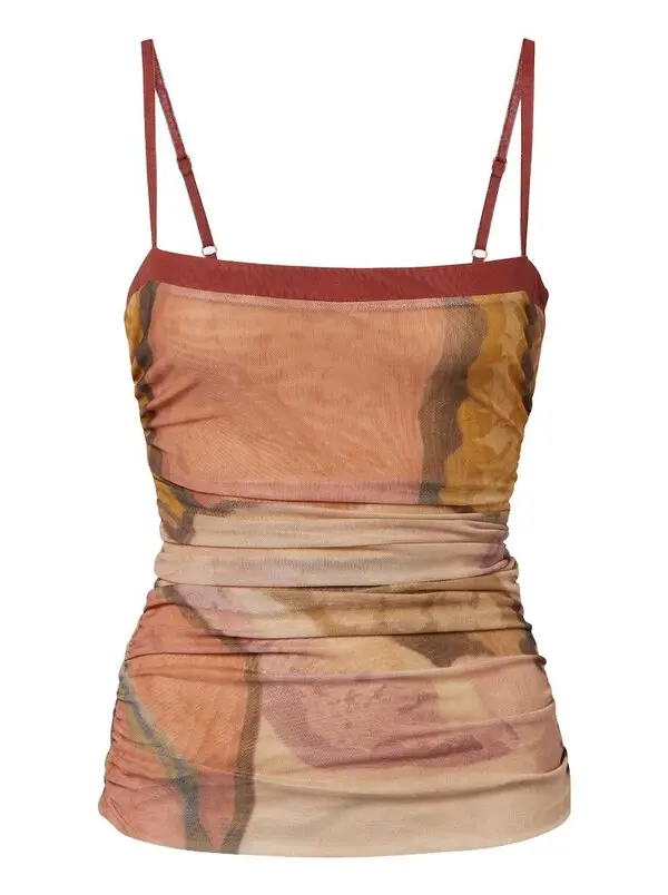 SIR. Gathered Printed Mesh Top - Multicoloured
