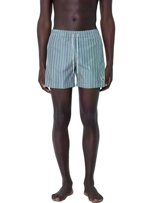 Moncler Stripe-pattern Drawstring Swim Shorts - Blue