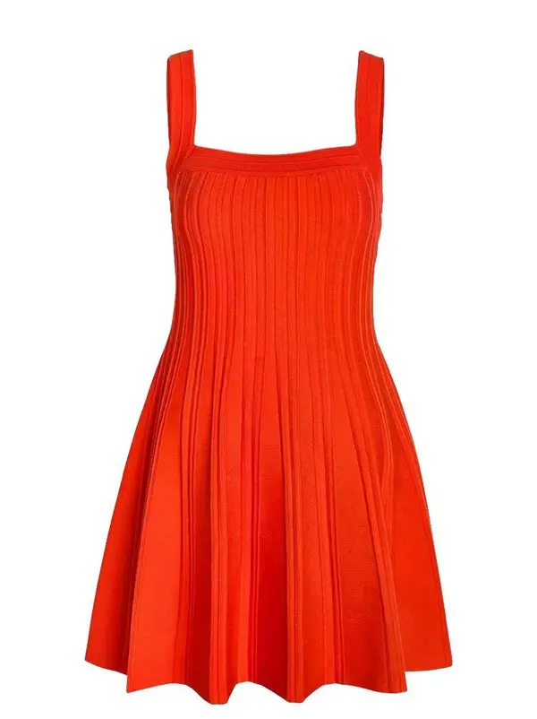 Simkhai Indie Ribbed-knit Fla Mini Dress - Red
