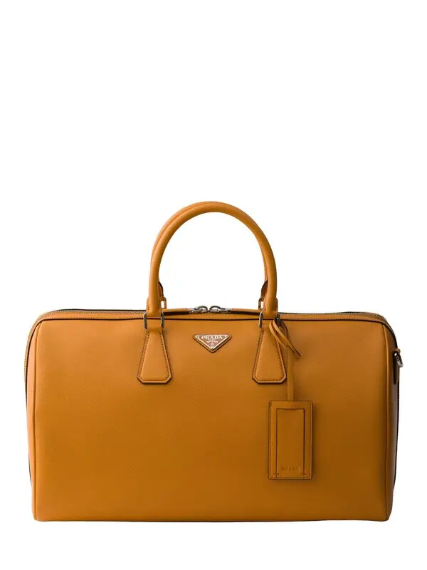Prada Saffiano Leather Travel Bag - Orange