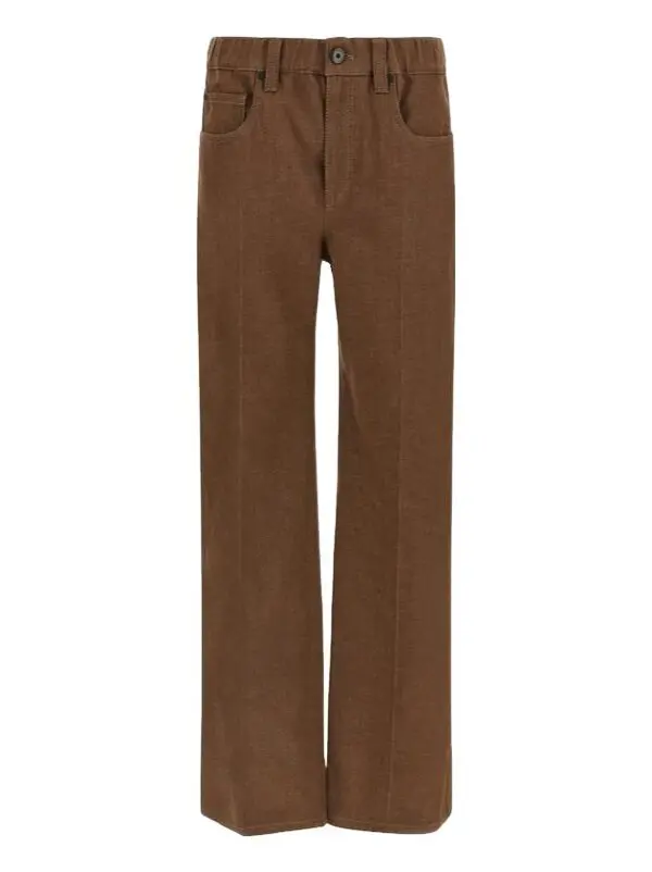 Brunello Cucinelli Elastic Waistband Wide Leg Pants - Brown