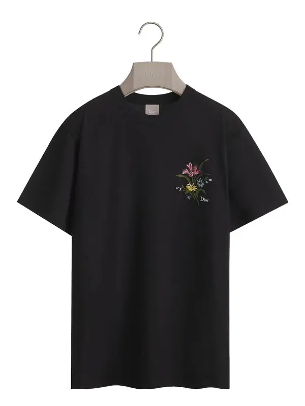Dior T-shirt With Secret Garden Motif, Relaxed Fit - Black