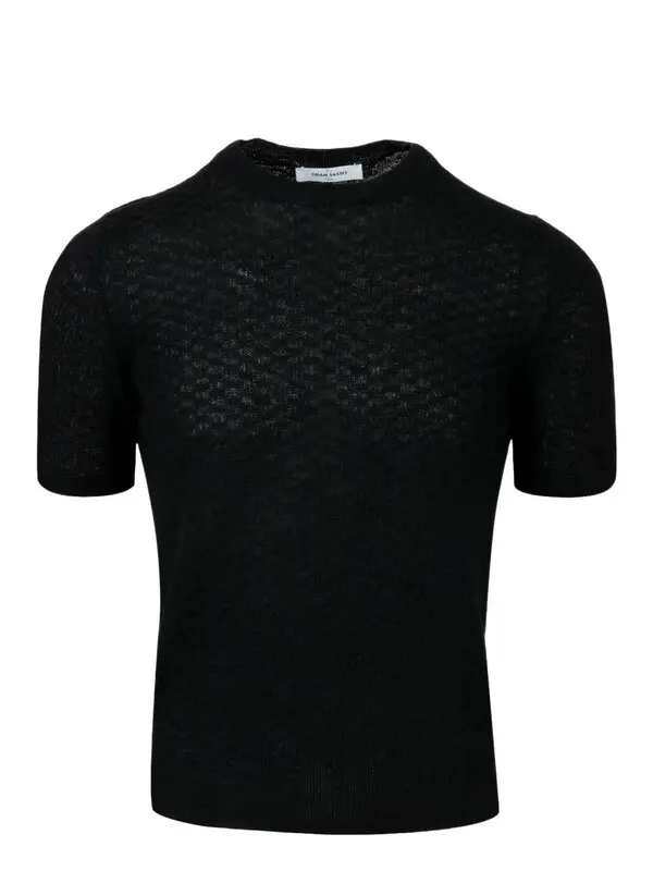 GRAN SASSO Textured Short-sleeve Knitted Top - Black