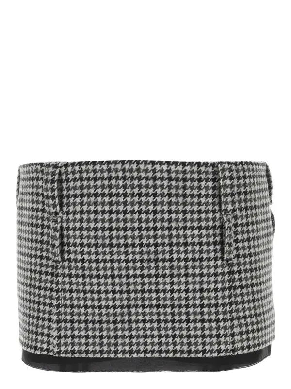 Miu Miu Houndstooth Mini Skirt - Black