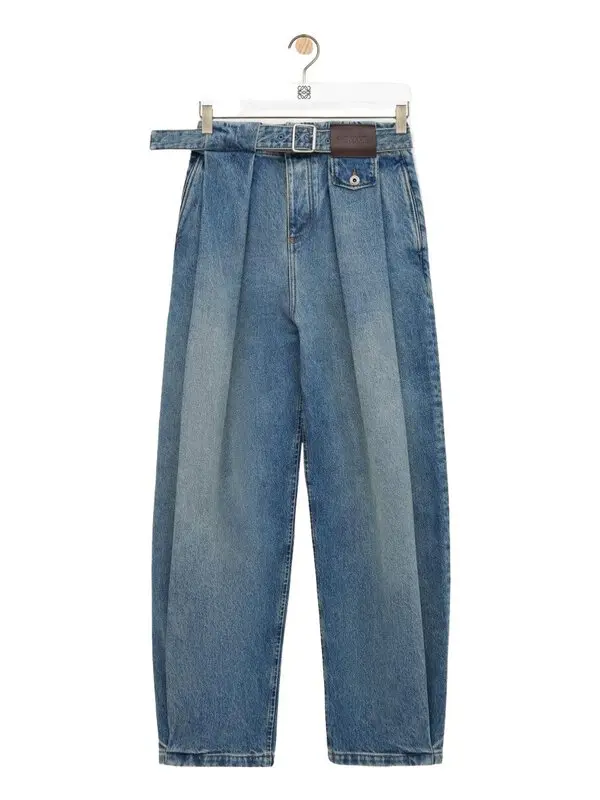 Loewe Pleated Loose Leg Jeans - Blue