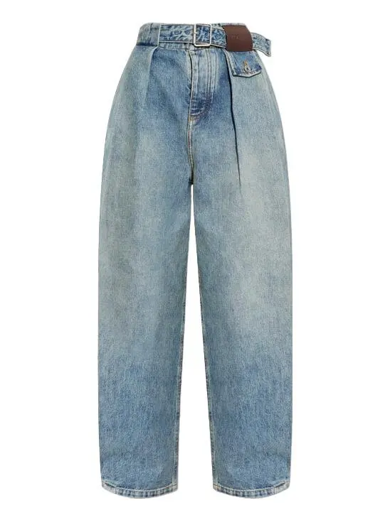 Loewe Pleated Loose Leg Jeans - Blue