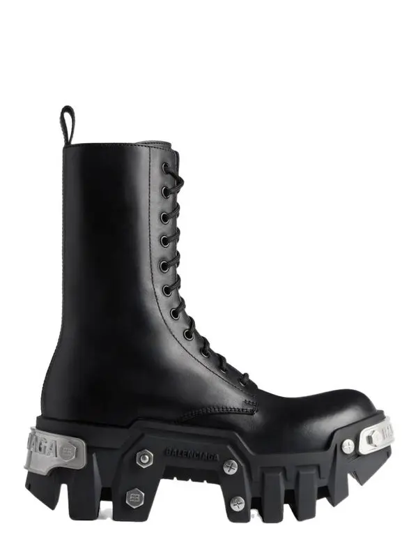 Balenciaga Bulldozer Round Toe Platform Boots - Black