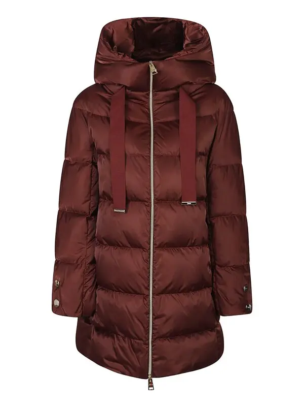 Herno Zip-up Drawstring Hooded Jacket - Red