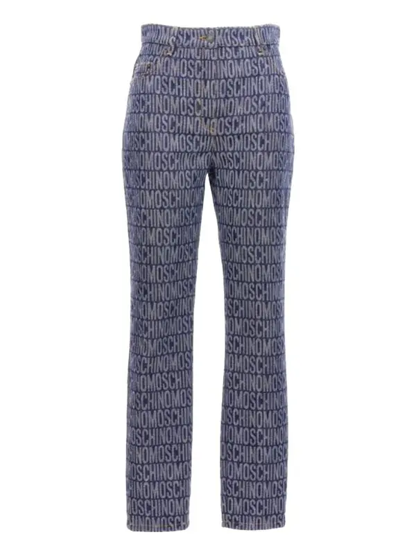 Moschino Jacquard High-rise Slim-cut Jeans - Gray