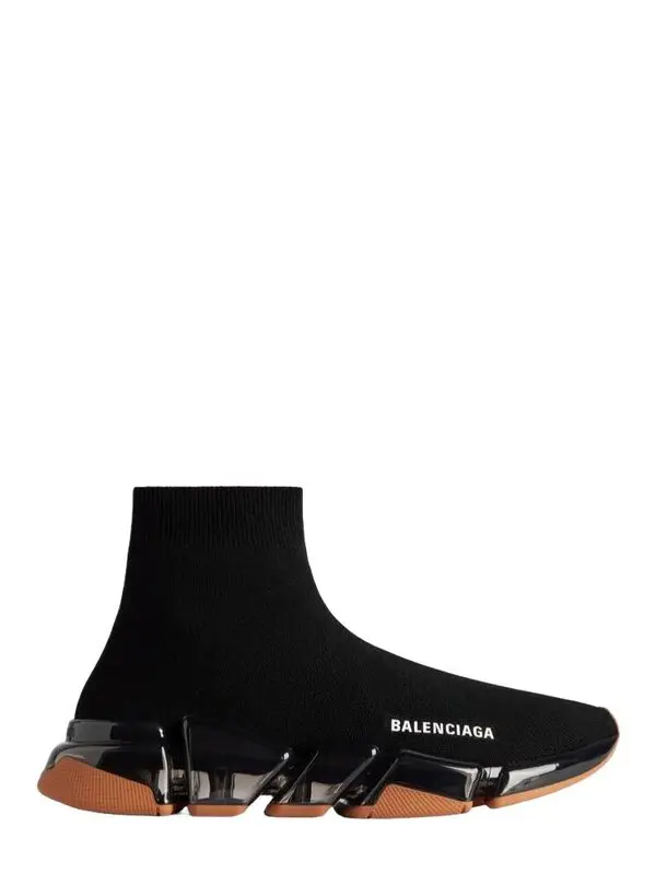 Balenciaga Speed 2.0 Full Clear Sole Recycled Knit Sneaker - Black/orange