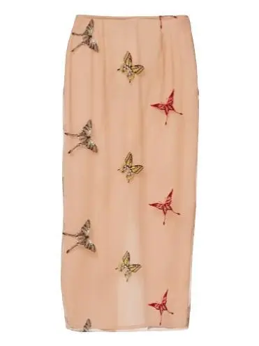 Blumarine Embellished Butterfly Appliqué Midi Skirt - Brown
