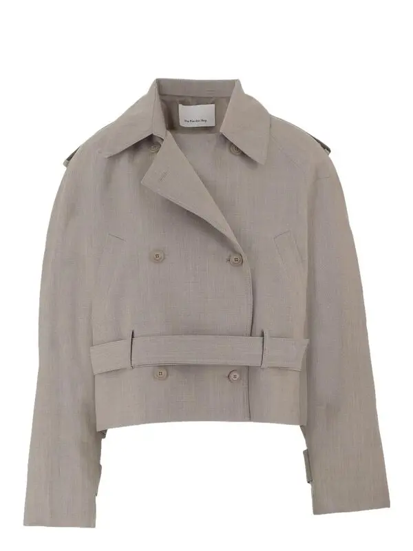 THE FRANKIE SHOP Short Wool Belted Coat - Gray
