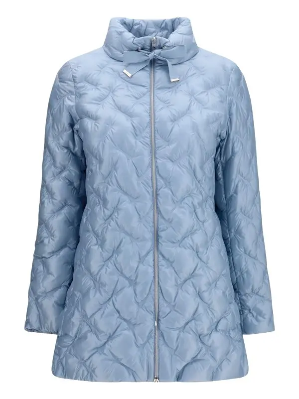 Herno Quilted Midi Down Jacket With Drawstring Collar - Blue