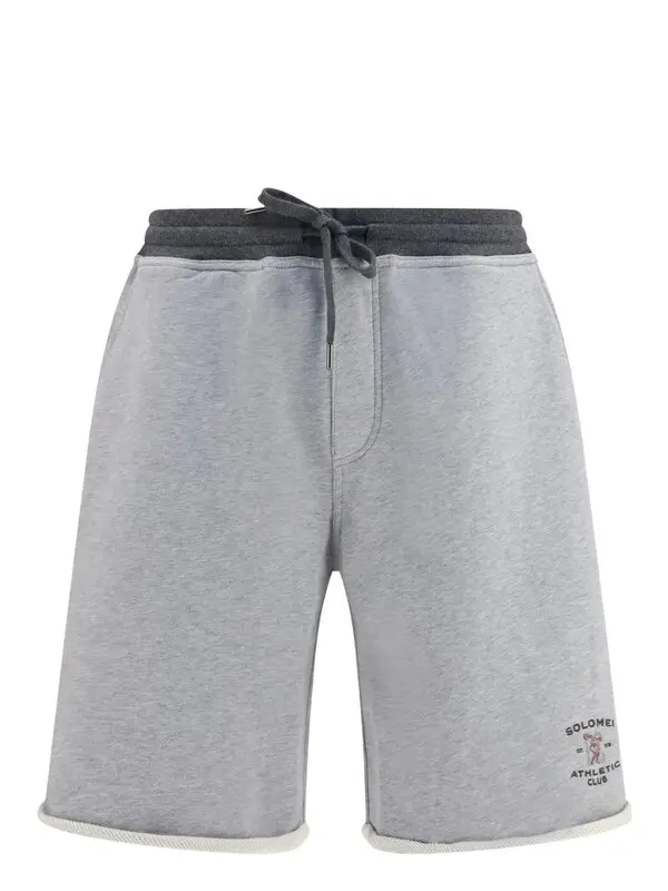 Brunello Cucinelli Cotton French Terry Bermuda Shorts With Embroidery - Gray