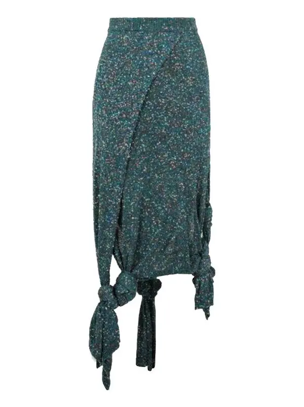 Loewe Green Knotted Detail Knitted Midi Skirt - Blue