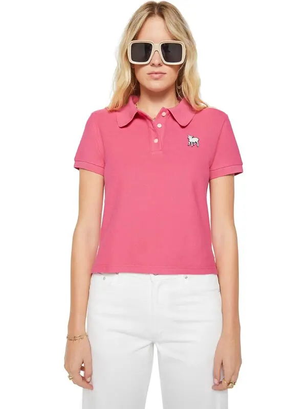MOTHER The Split S/s Polo Shirt With Embroidered Lamb - Multi