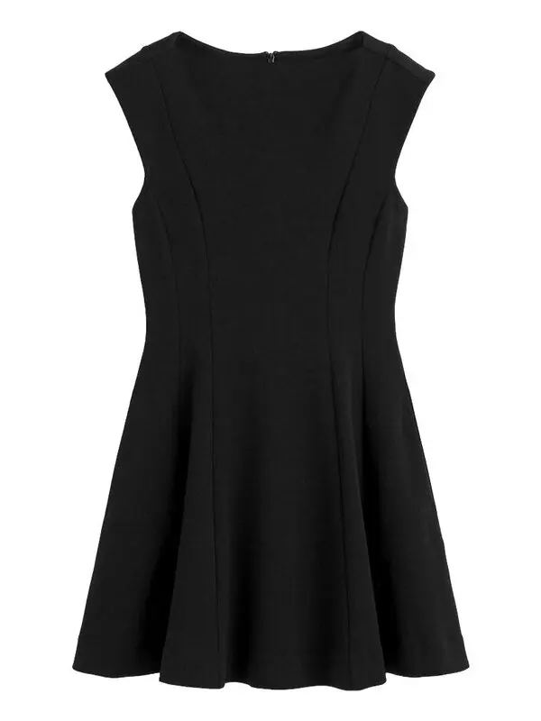 Cos Sculpted Flared Cotton Mini Dress - Black